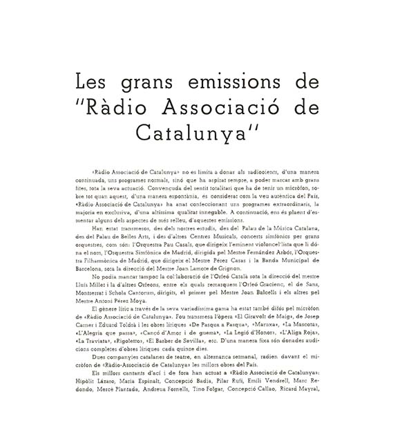 Ràdio Associació de Catalunya – Álbum RAC 1935